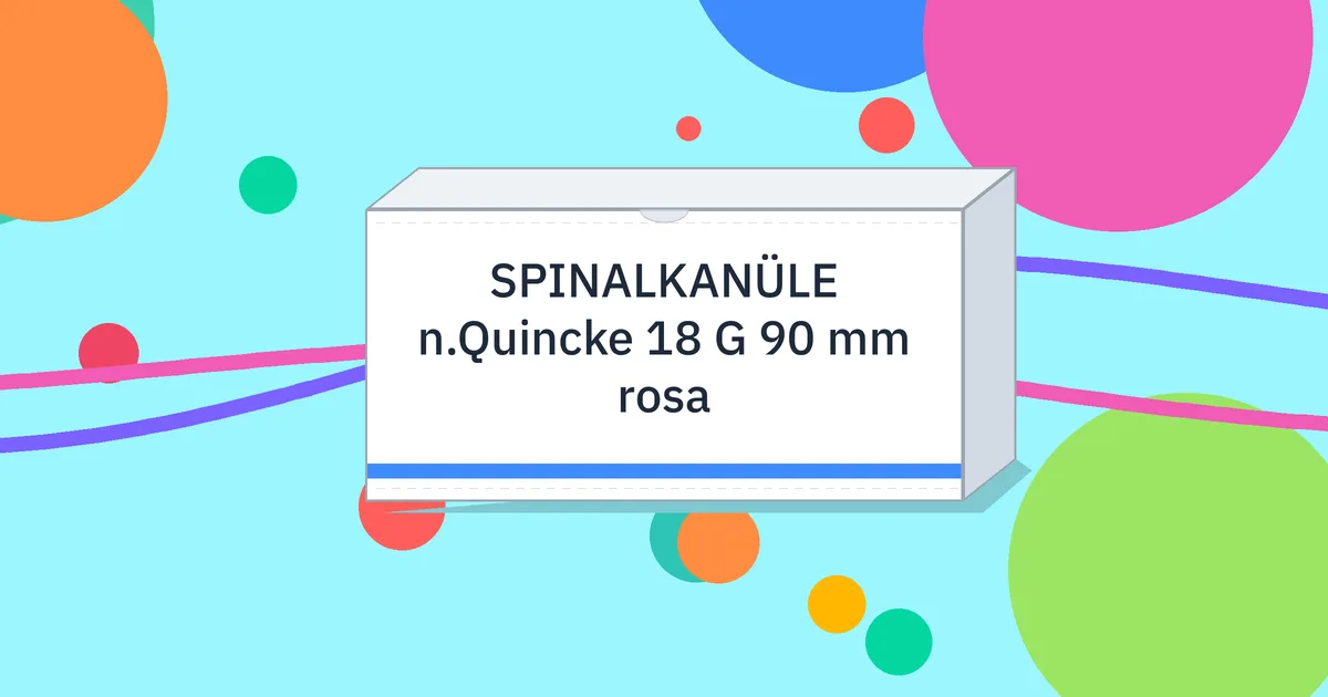 Symbolbild: Packung mit der Aufschrift SPINALKANÜLE n.Quincke 18 G 90 mm rosa (PZN 00867532) – Verfügbarkeit und Bezug in Apotheken in Frankfurt am Main