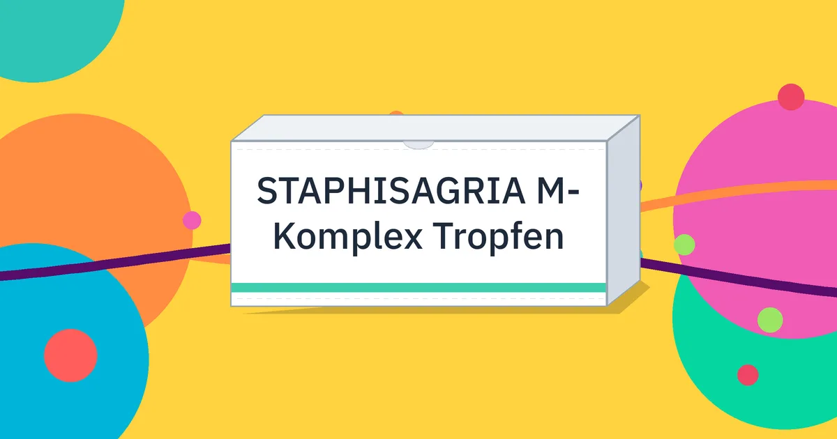 Symbolbild: Packung mit der Aufschrift STAPHISAGRIA M-Komplex Tropfen (PZN 01574594) – Verfügbarkeit und Bezug in Apotheken in Frankfurt am Main