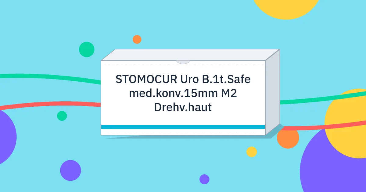 Symbolbild: Packung mit der Aufschrift STOMOCUR Uro B.1t.Safe med.konv.15mm M2 Drehv.haut (PZN 17557942) – Verfügbarkeit und Bezug in Apotheken in Frankfurt am Main