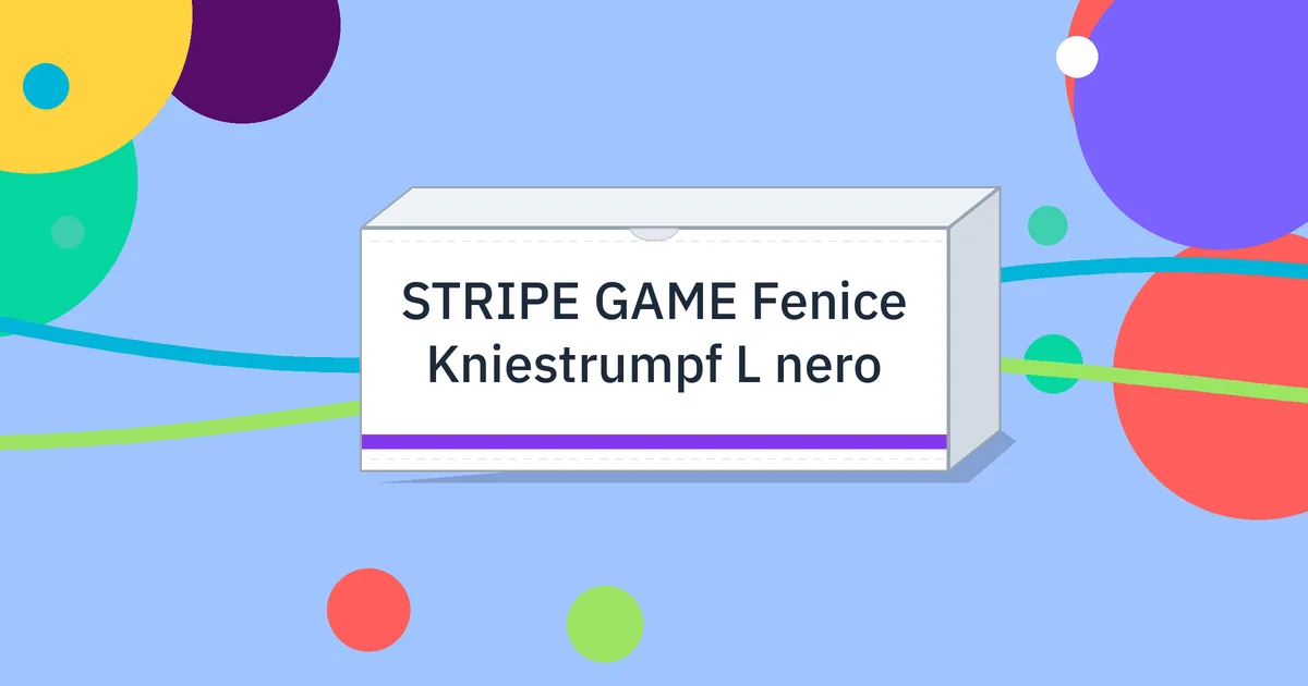 Symbolbild: Packung mit der Aufschrift STRIPE GAME Fenice Kniestrumpf L nero (PZN 20209386) – Verfügbarkeit und Bezug in Apotheken in Frankfurt am Main