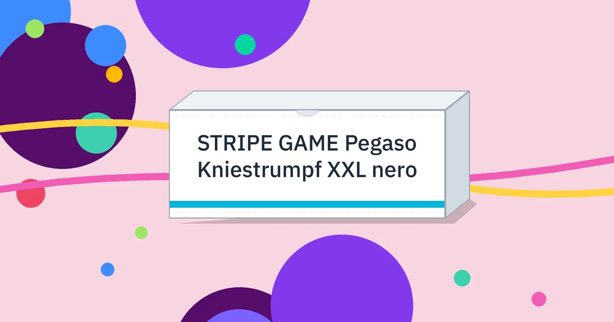 Symbolbild: Packung mit der Aufschrift STRIPE GAME Pegaso Kniestrumpf XXL nero (PZN 20209593) – Verfügbarkeit und Bezug in Apotheken in Frankfurt am Main