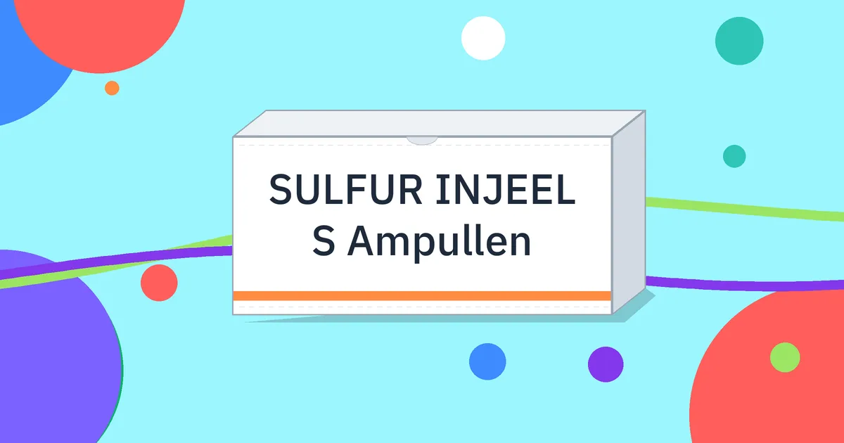Symbolbild: Packung mit der Aufschrift SULFUR INJEEL S Ampullen (PZN 04836600) – Verfügbarkeit und Bezug in Apotheken in Frankfurt am Main