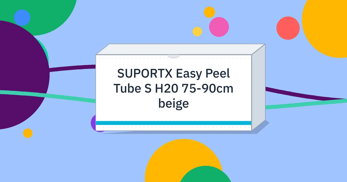 Symbolbild: Packung mit der Aufschrift SUPORTX Easy Peel Tube S H20 75-90cm beige (PZN 09486719) – Verfügbarkeit und Bezug in Apotheken in Frankfurt am Main