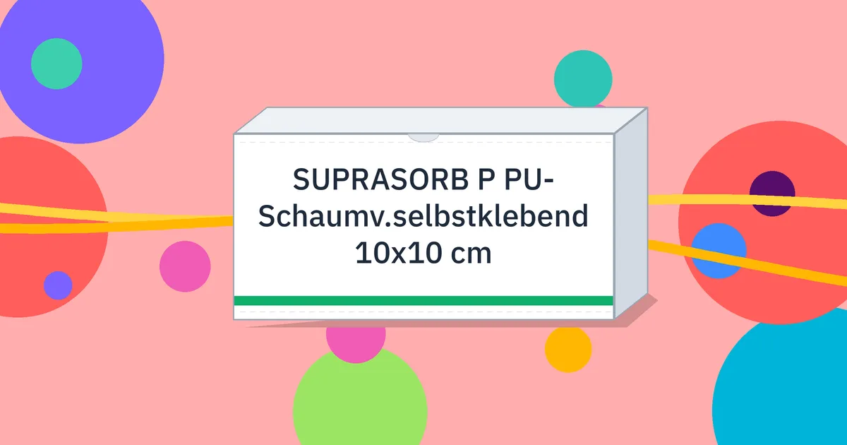 Symbolbild: Packung mit der Aufschrift SUPRASORB P PU-Schaumv.selbstklebend 10x10 cm (PZN 19704057) – Verfügbarkeit und Bezug in Apotheken in Frankfurt am Main