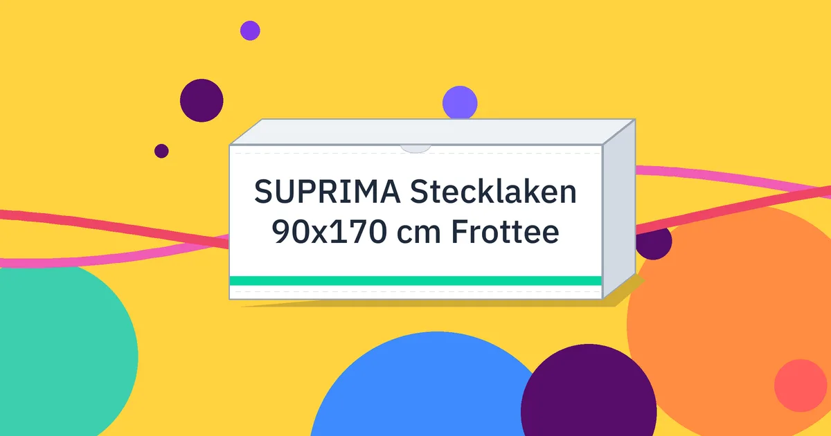 Symbolbild: Packung mit der Aufschrift SUPRIMA Stecklaken 90x170 cm Frottee (PZN 03324996) – Verfügbarkeit und Bezug in Apotheken in Frankfurt am Main