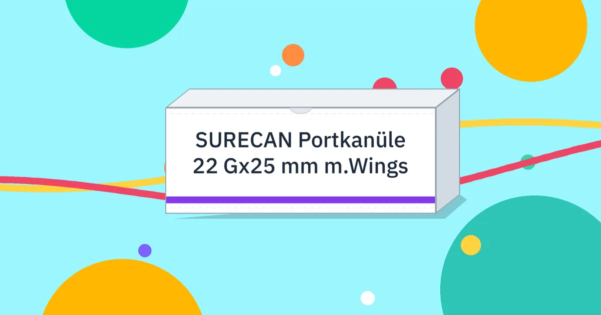 Symbolbild: Packung mit der Aufschrift SURECAN Portkanüle 22 Gx25 mm m.Wings (PZN 01058094) – Verfügbarkeit und Bezug in Apotheken in Frankfurt am Main
