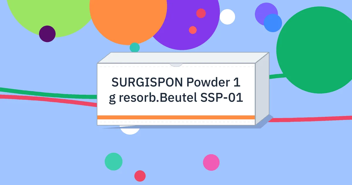 Symbolbild: Packung mit der Aufschrift SURGISPON Powder 1 g resorb.Beutel SSP-01 (PZN 19513498) – Verfügbarkeit und Bezug in Apotheken in Frankfurt am Main