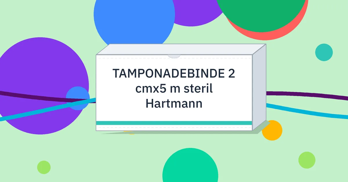 Symbolbild: Packung mit der Aufschrift TAMPONADEBINDE 2 cmx5 m steril Hartmann (PZN 01002998) – Verfügbarkeit und Bezug in Apotheken in Frankfurt am Main