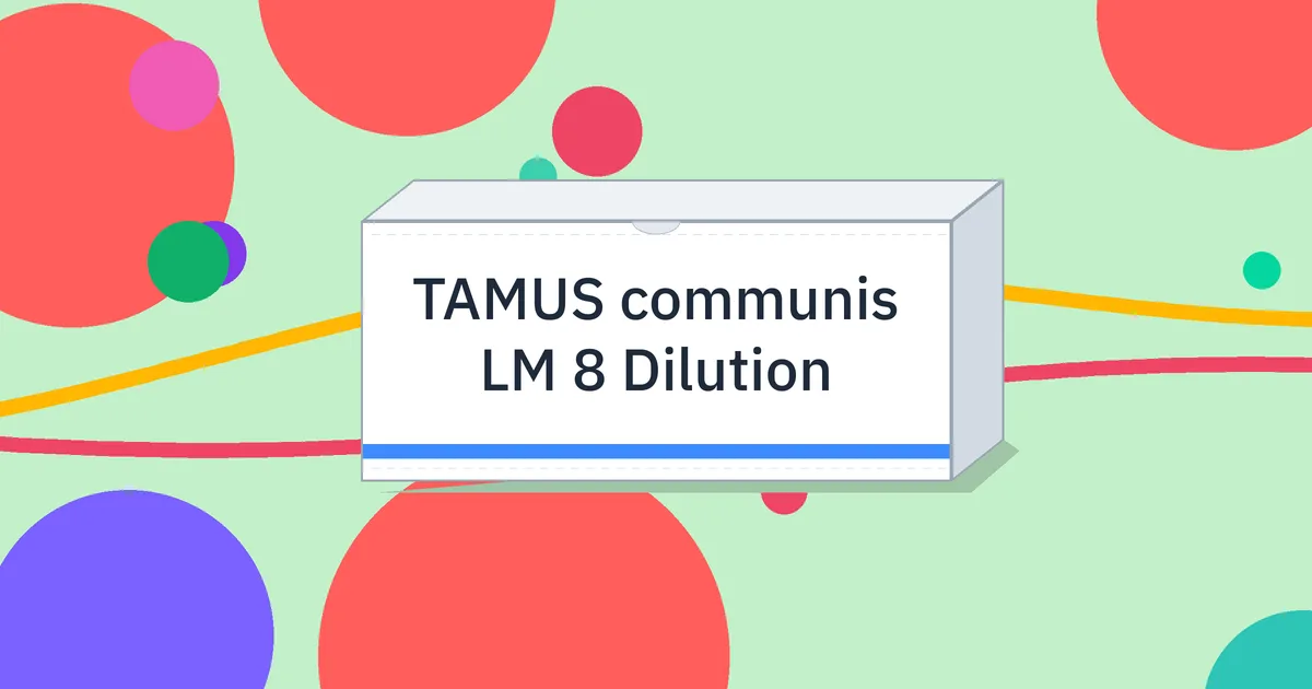 Symbolbild: Packung mit der Aufschrift TAMUS communis LM 8 Dilution (PZN 13687197) – Verfügbarkeit und Bezug in Apotheken in Frankfurt am Main