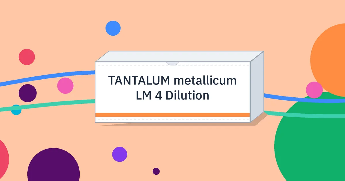 Symbolbild: Packung mit der Aufschrift TANTALUM metallicum LM 4 Dilution (PZN 13213401) – Verfügbarkeit und Bezug in Apotheken in Frankfurt am Main