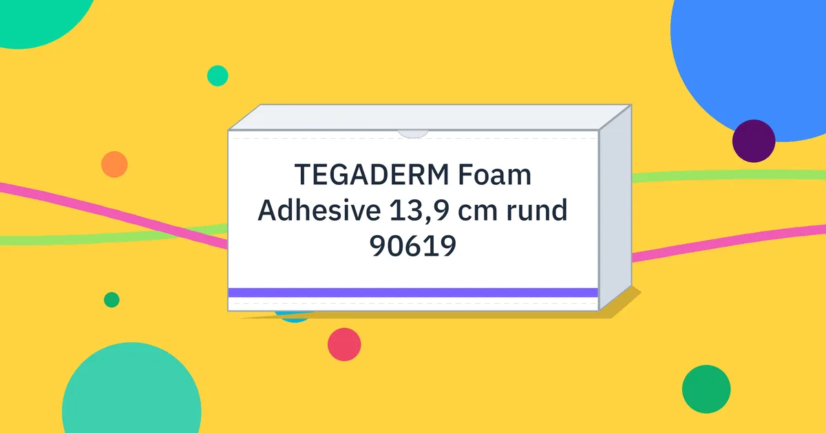 Symbolbild: Packung mit der Aufschrift TEGADERM Foam Adhesive 13,9 cm rund 90619 (PZN 17615585) – Verfügbarkeit und Bezug in Apotheken in Frankfurt am Main