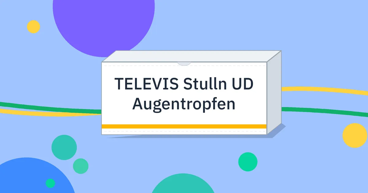 Symbolbild: Packung mit der Aufschrift TELEVIS Stulln UD Augentropfen (PZN 07750098) – Verfügbarkeit und Bezug in Apotheken in Frankfurt am Main