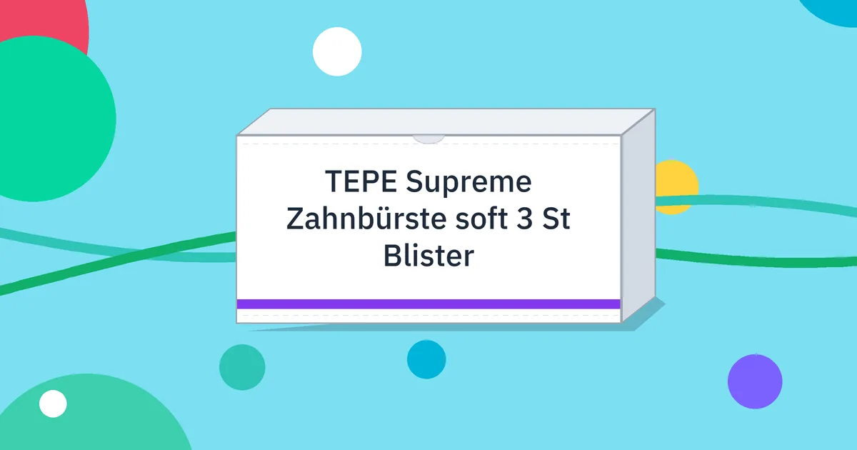 Symbolbild: Packung mit der Aufschrift TEPE Supreme Zahnbürste soft 3 St Blister (PZN 18496740) – Verfügbarkeit und Bezug in Apotheken in Frankfurt am Main