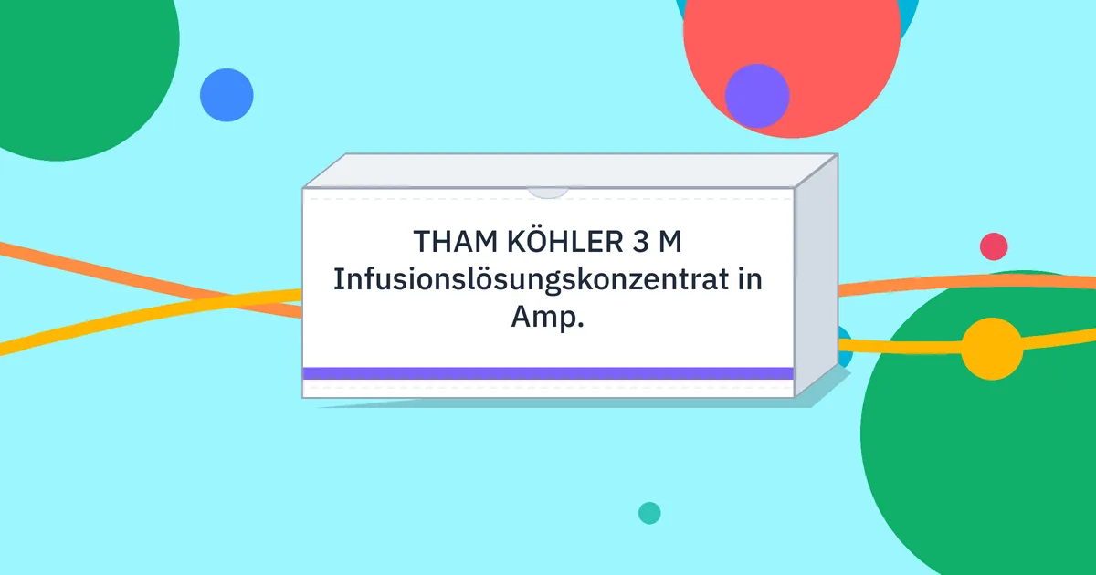 Symbolbild: Packung mit der Aufschrift THAM KÖHLER 3 M Infusionslösungskonzentrat in Amp. (PZN 04611396) – Verfügbarkeit und Bezug in Apotheken in Frankfurt am Main