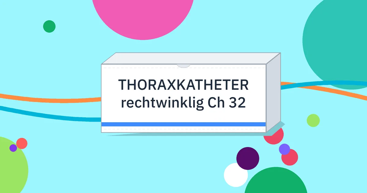 Symbolbild: Packung mit der Aufschrift THORAXKATHETER rechtwinklig Ch 32 (PZN 10033822) – Verfügbarkeit und Bezug in Apotheken in Frankfurt am Main