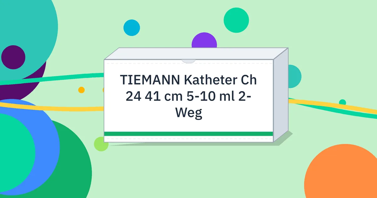 Symbolbild: Packung mit der Aufschrift TIEMANN Katheter Ch 24 41 cm 5-10 ml 2-Weg (PZN 20271876) – Verfügbarkeit und Bezug in Apotheken in Frankfurt am Main