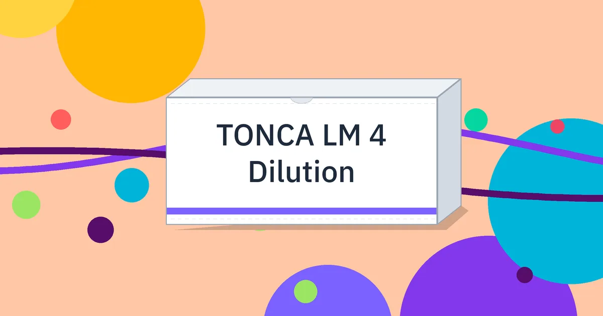 Symbolbild: Packung mit der Aufschrift TONCA LM 4 Dilution (PZN 13225166) – Verfügbarkeit und Bezug in Apotheken in Frankfurt am Main