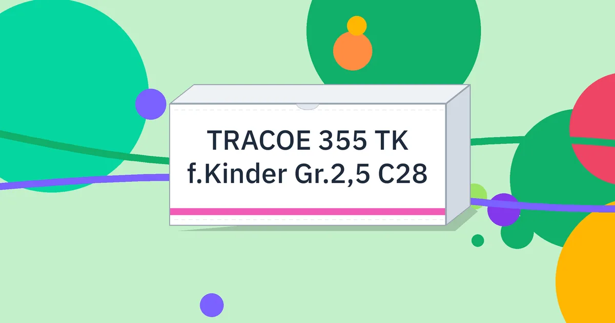 Symbolbild: Packung mit der Aufschrift TRACOE 355 TK f.Kinder Gr.2,5 C28 (PZN 11643729) – Verfügbarkeit und Bezug in Apotheken in Frankfurt am Main