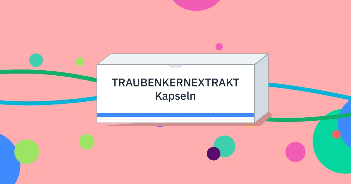Symbolbild: Packung mit der Aufschrift TRAUBENKERNEXTRAKT Kapseln (PZN 01452773) – Verfügbarkeit und Bezug in Apotheken in Frankfurt am Main