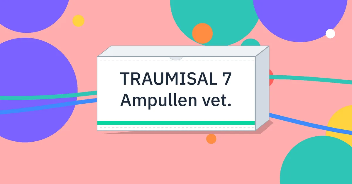 Symbolbild: Packung mit der Aufschrift TRAUMISAL 7 Ampullen vet. (PZN 04902426) – Verfügbarkeit und Bezug in Apotheken in Frankfurt am Main