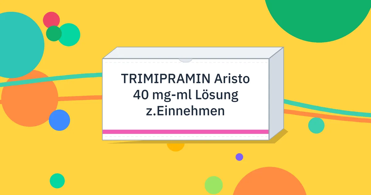 Symbolbild: Packung mit der Aufschrift TRIMIPRAMIN Aristo 40 mg-ml Lösung z.Einnehmen (PZN 09481857) – Verfügbarkeit und Bezug in Apotheken in Frankfurt am Main
