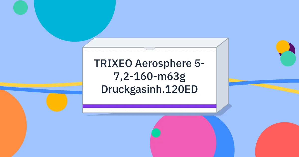 Symbolbild: Packung mit der Aufschrift TRIXEO Aerosphere 5-7,2-160-m63g Druckgasinh.120ED (PZN 19822963) – Verfügbarkeit und Bezug in Apotheken in Frankfurt am Main