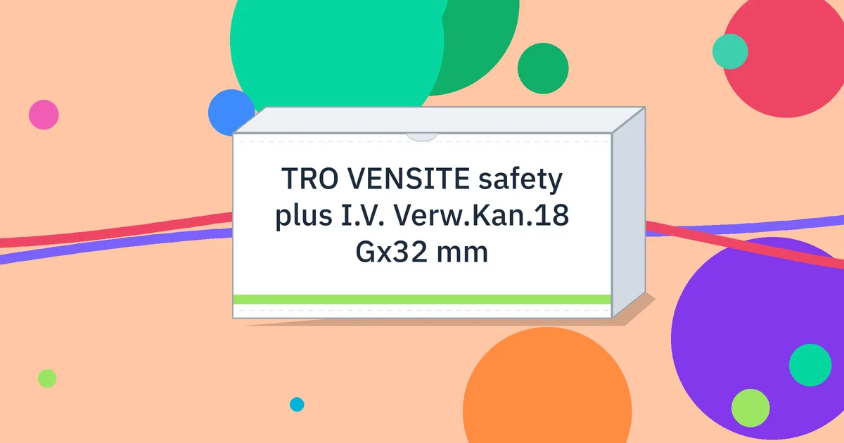 Symbolbild: Packung mit der Aufschrift TRO VENSITE safety plus I.V. Verw.Kan.18 Gx32 mm (PZN 11187906) – Verfügbarkeit und Bezug in Apotheken in Frankfurt am Main