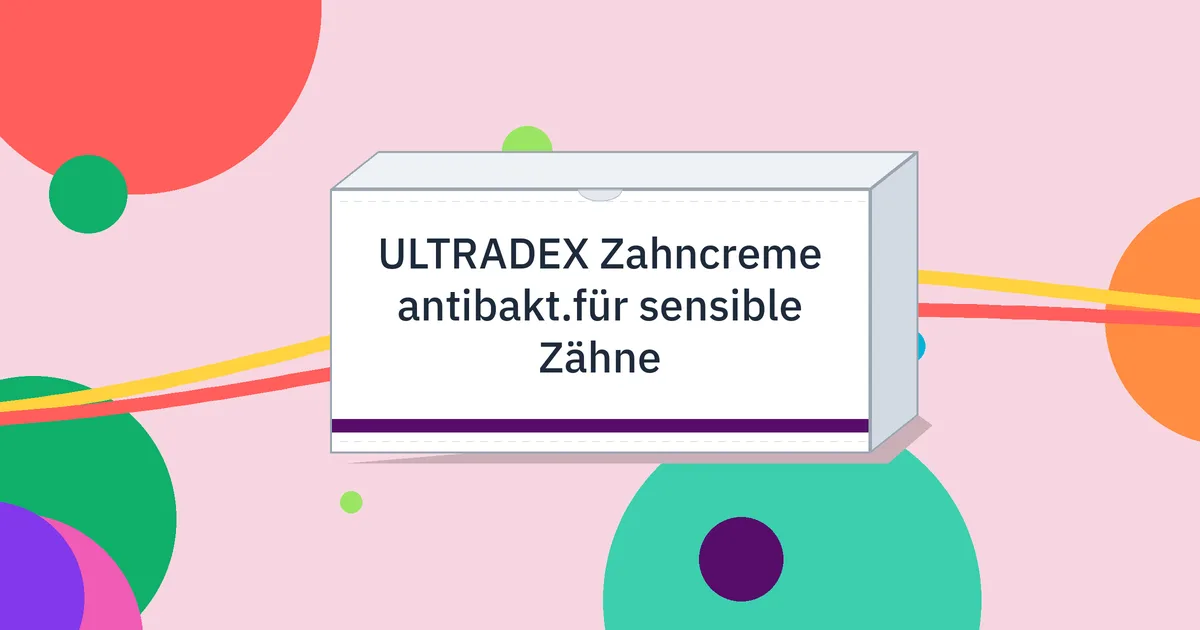 Symbolbild: Packung mit der Aufschrift ULTRADEX Zahncreme antibakt.für sensible Zähne (PZN 11584671) – Verfügbarkeit und Bezug in Apotheken in Frankfurt am Main