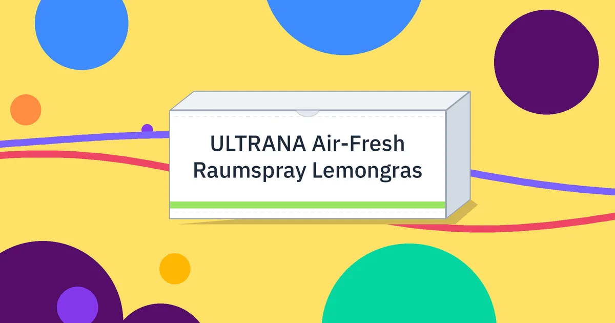 Symbolbild: Packung mit der Aufschrift ULTRANA Air-Fresh Raumspray Lemongras (PZN 12469104) – Verfügbarkeit und Bezug in Apotheken in Frankfurt am Main