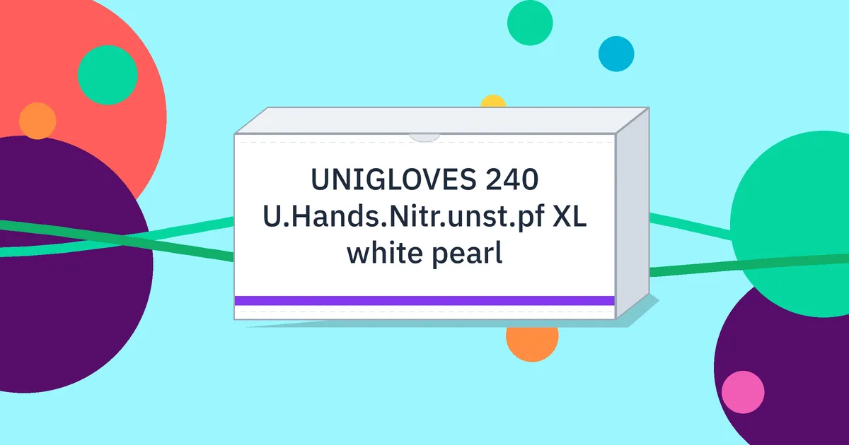 Symbolbild: Packung mit der Aufschrift UNIGLOVES 240 U.Hands.Nitr.unst.pf XL white pearl (PZN 18101380) – Verfügbarkeit und Bezug in Apotheken in Frankfurt am Main