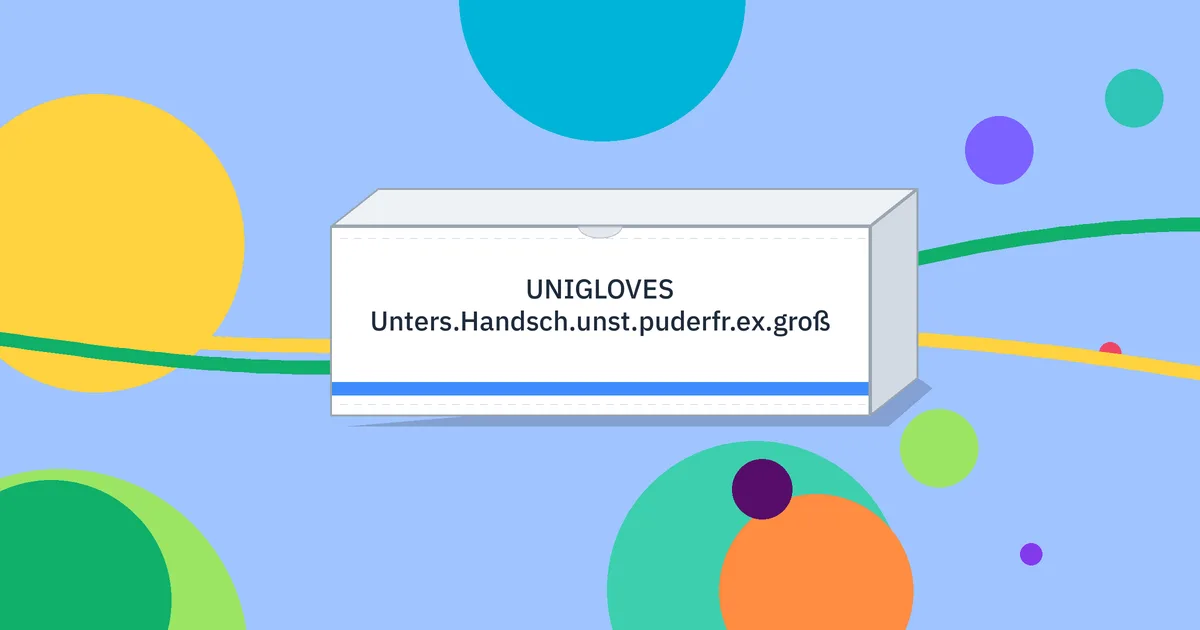Symbolbild: Packung mit der Aufschrift UNIGLOVES Unters.Handsch.unst.puderfr.ex.groß (PZN 07515865) – Verfügbarkeit und Bezug in Apotheken in Frankfurt am Main