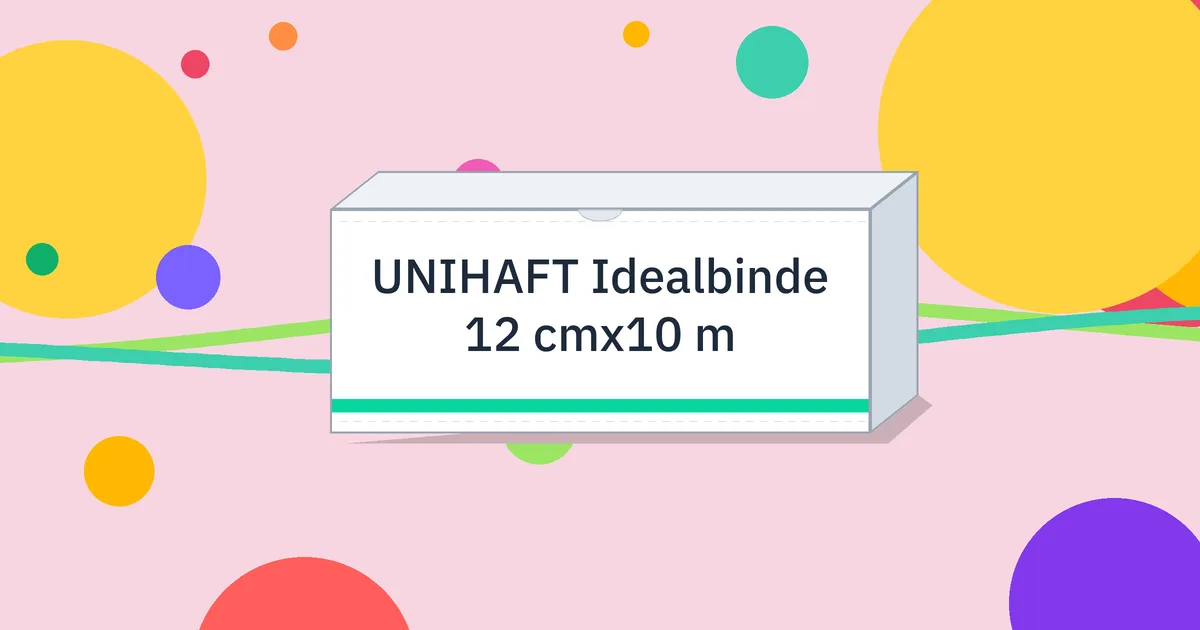 Symbolbild: Packung mit der Aufschrift UNIHAFT Idealbinde 12 cmx10 m (PZN 14324344) – Verfügbarkeit und Bezug in Apotheken in Frankfurt am Main
