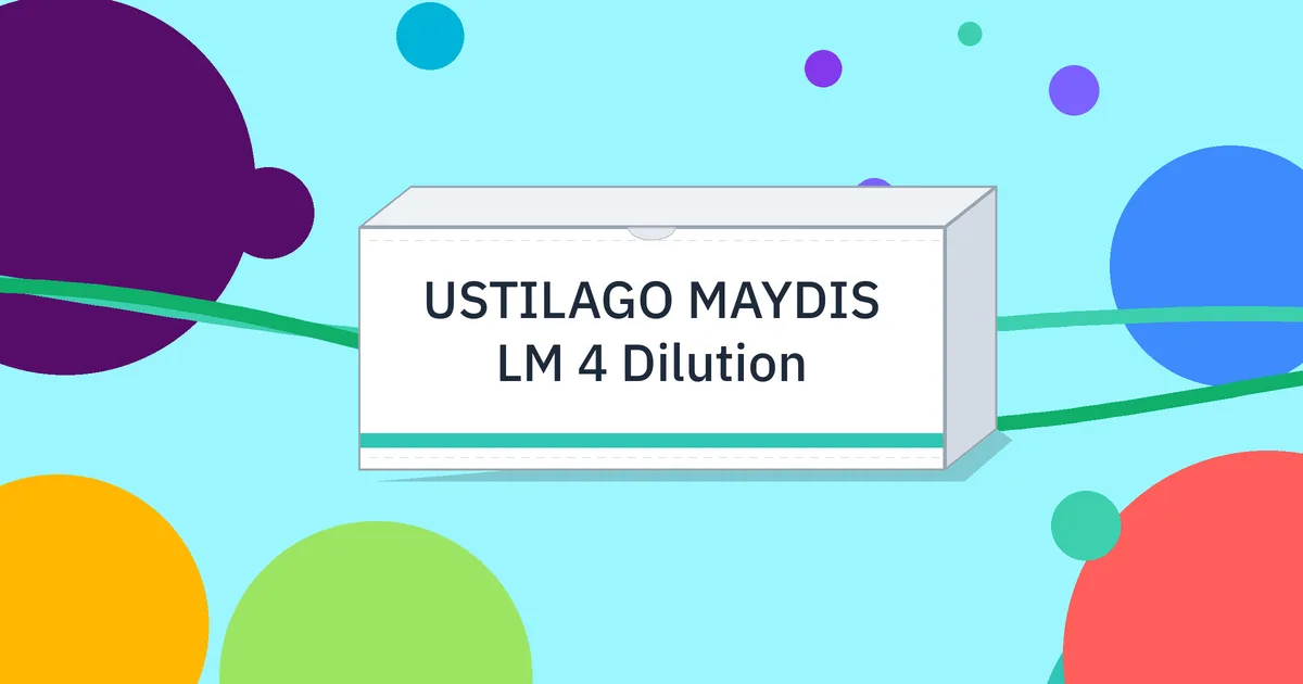 Symbolbild: Packung mit der Aufschrift USTILAGO MAYDIS LM 4 Dilution (PZN 13257982) – Verfügbarkeit und Bezug in Apotheken in Frankfurt am Main