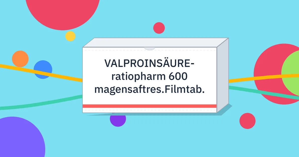 Symbolbild: Packung mit der Aufschrift VALPROINSÄURE-ratiopharm 600 magensaftres.Filmtab. (PZN 07260738) – Verfügbarkeit und Bezug in Apotheken in Frankfurt am Main