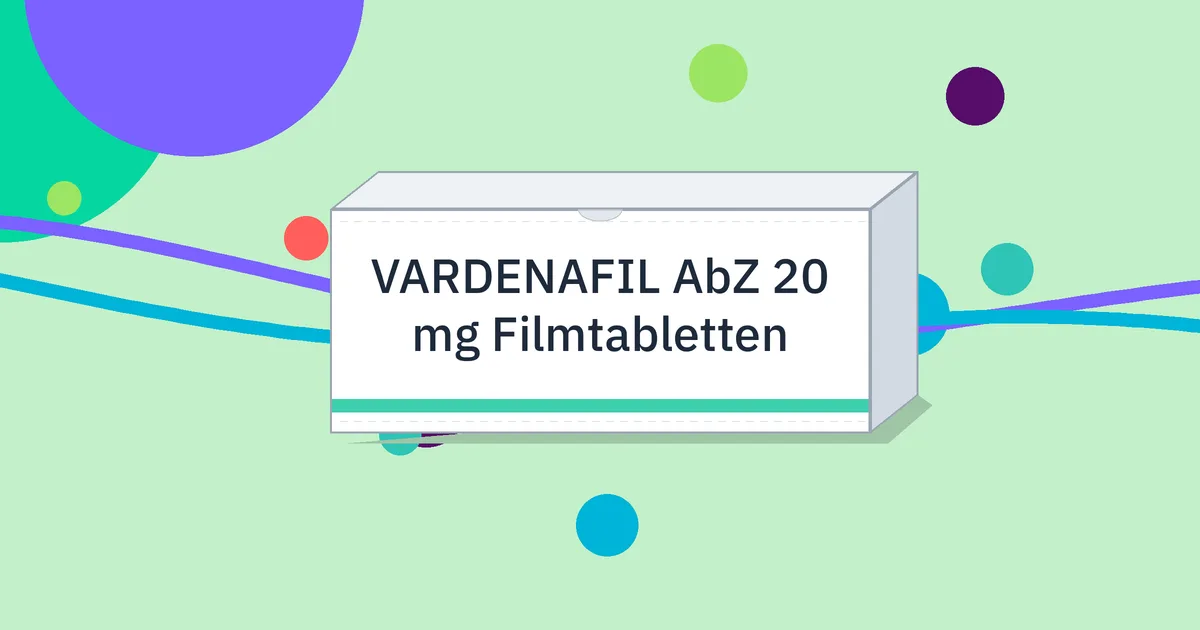 Symbolbild: Packung mit der Aufschrift VARDENAFIL AbZ 20 mg Filmtabletten (PZN 14021980) – Verfügbarkeit und Bezug in Apotheken in Frankfurt am Main