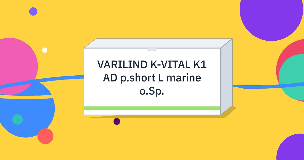 Symbolbild: Packung mit der Aufschrift VARILIND K-VITAL K1 AD p.short L marine o.Sp. (PZN 20566488) – Verfügbarkeit und Bezug in Apotheken in Frankfurt am Main