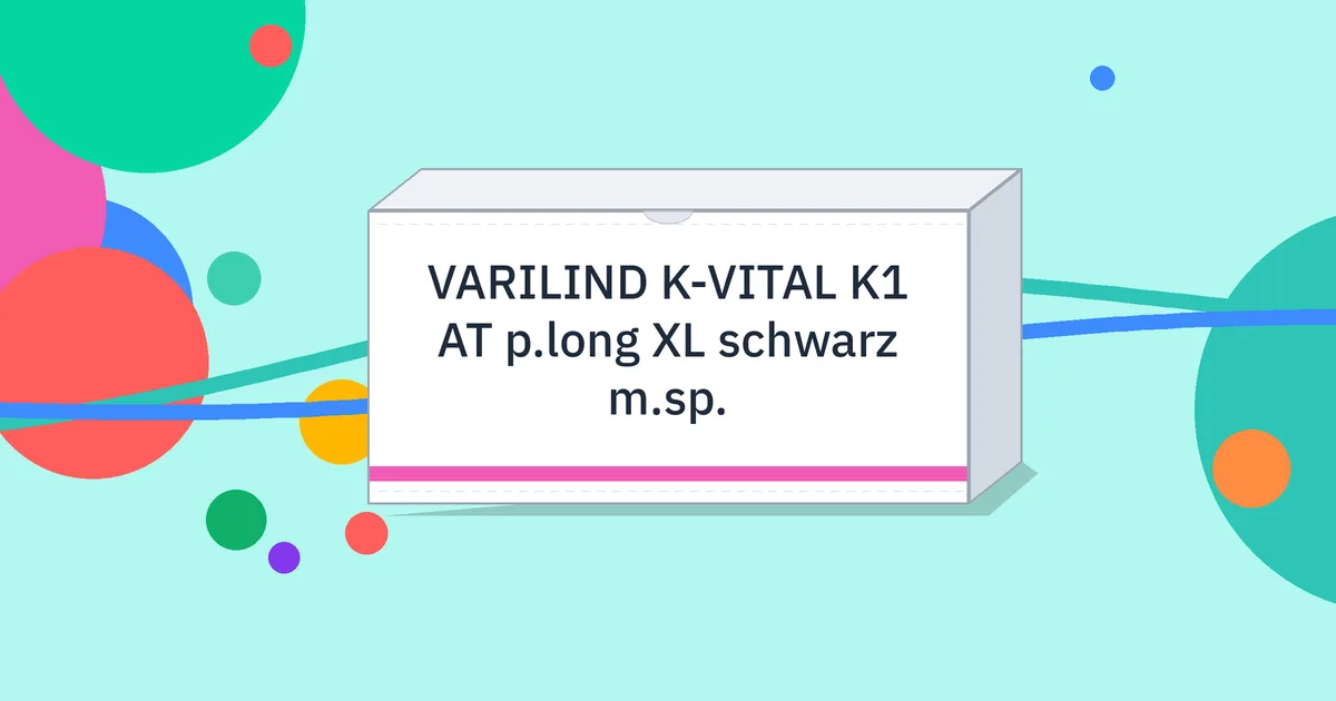 Symbolbild: Packung mit der Aufschrift VARILIND K-VITAL K1 AT p.long XL schwarz m.sp. (PZN 20560480) – Verfügbarkeit und Bezug in Apotheken in Frankfurt am Main