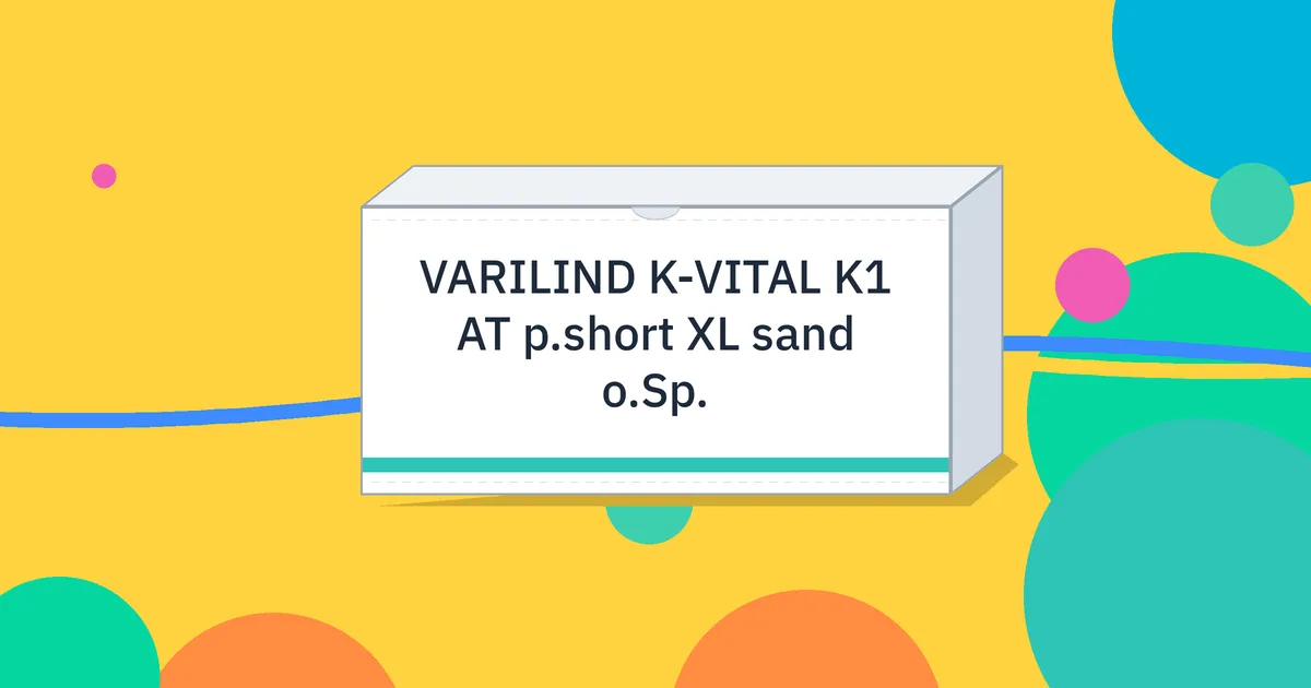 Symbolbild: Packung mit der Aufschrift VARILIND K-VITAL K1 AT p.short XL sand o.Sp. (PZN 20619523) – Verfügbarkeit und Bezug in Apotheken in Frankfurt am Main