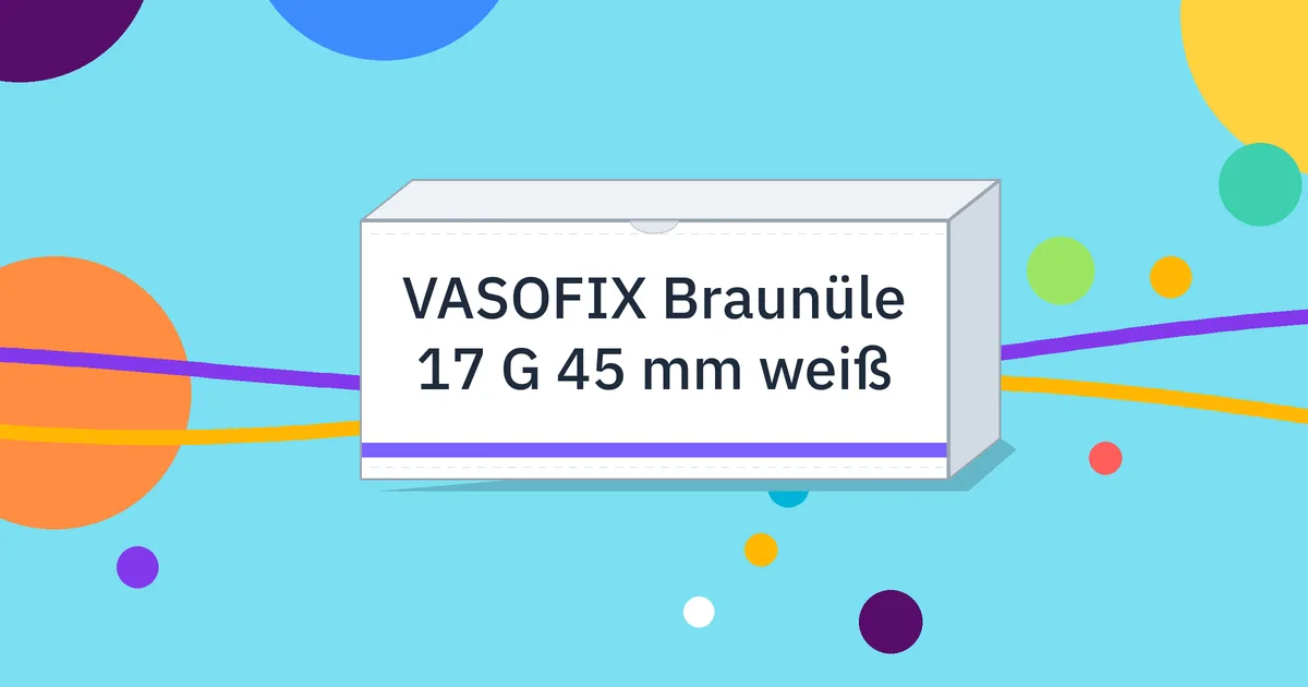 Symbolbild: Packung mit der Aufschrift VASOFIX Braunüle 17 G 45 mm weiß (PZN 00329059) – Verfügbarkeit und Bezug in Apotheken in Frankfurt am Main