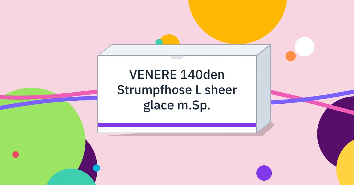 Symbolbild: Packung mit der Aufschrift VENERE 140den Strumpfhose L sheer glace m.Sp. (PZN 16171755) – Verfügbarkeit und Bezug in Apotheken in Frankfurt am Main