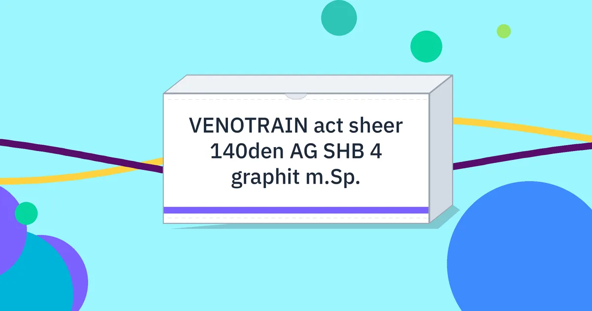 Symbolbild: Packung mit der Aufschrift VENOTRAIN act sheer 140den AG SHB 4 graphit m.Sp. (PZN 16208435) – Verfügbarkeit und Bezug in Apotheken in Frankfurt am Main