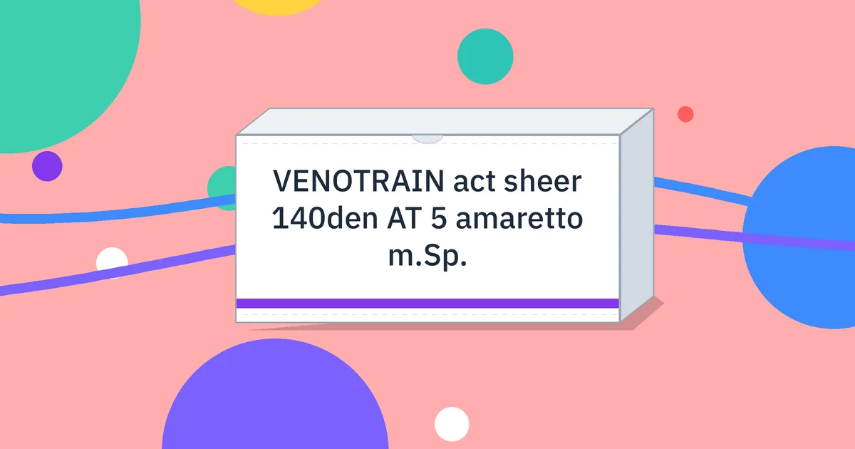 Symbolbild: Packung mit der Aufschrift VENOTRAIN act sheer 140den AT 5 amaretto m.Sp. (PZN 16207140) – Verfügbarkeit und Bezug in Apotheken in Frankfurt am Main