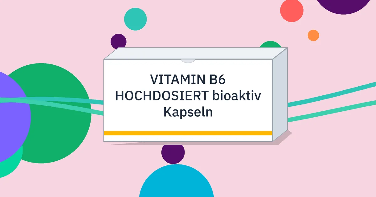 Symbolbild: Packung mit der Aufschrift VITAMIN B6 HOCHDOSIERT bioaktiv Kapseln (PZN 19099745) – Verfügbarkeit und Bezug in Apotheken in Frankfurt am Main