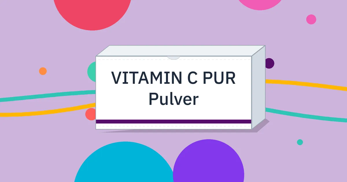 Symbolbild: Packung mit der Aufschrift VITAMIN C PUR Pulver (PZN 02202073) – Verfügbarkeit und Bezug in Apotheken in Frankfurt am Main