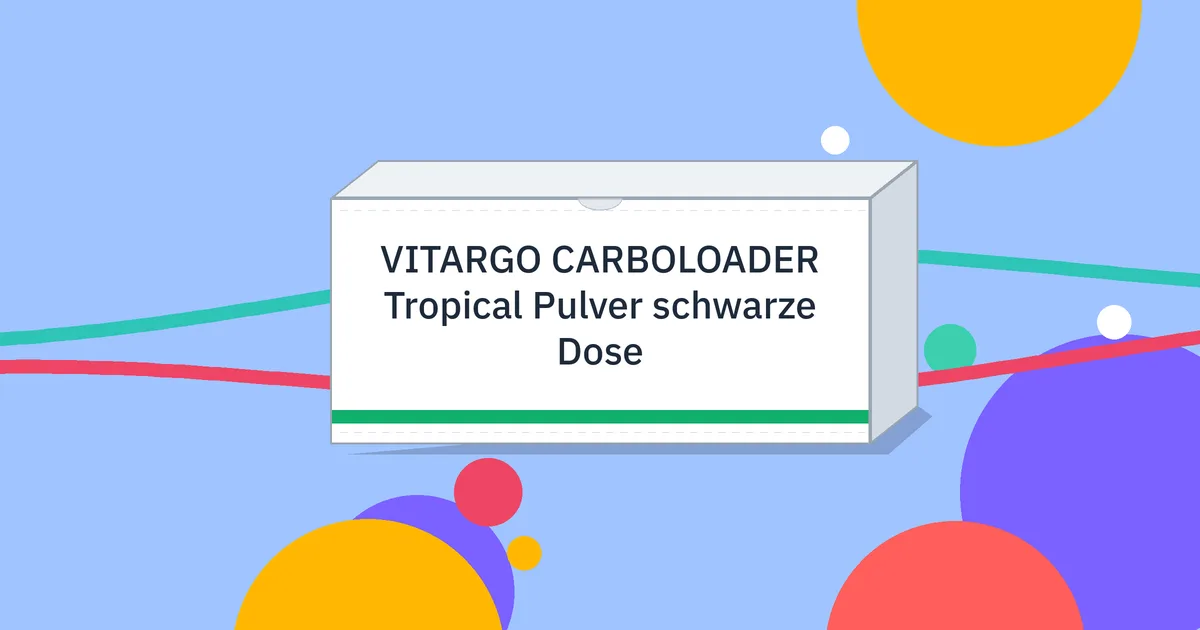 Symbolbild: Packung mit der Aufschrift VITARGO CARBOLOADER Tropical Pulver schwarze Dose (PZN 06962421) – Verfügbarkeit und Bezug in Apotheken in Frankfurt am Main
