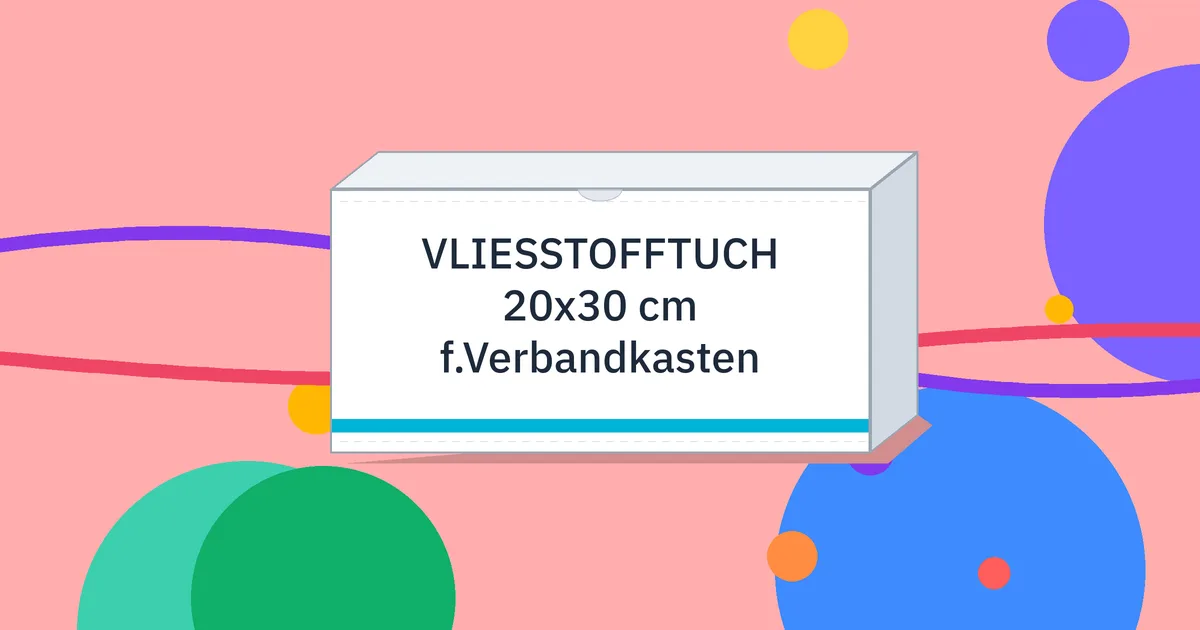 Symbolbild: Packung mit der Aufschrift VLIESSTOFFTUCH 20x30 cm f.Verbandkasten (PZN 18489059) – Verfügbarkeit und Bezug in Apotheken in Frankfurt am Main