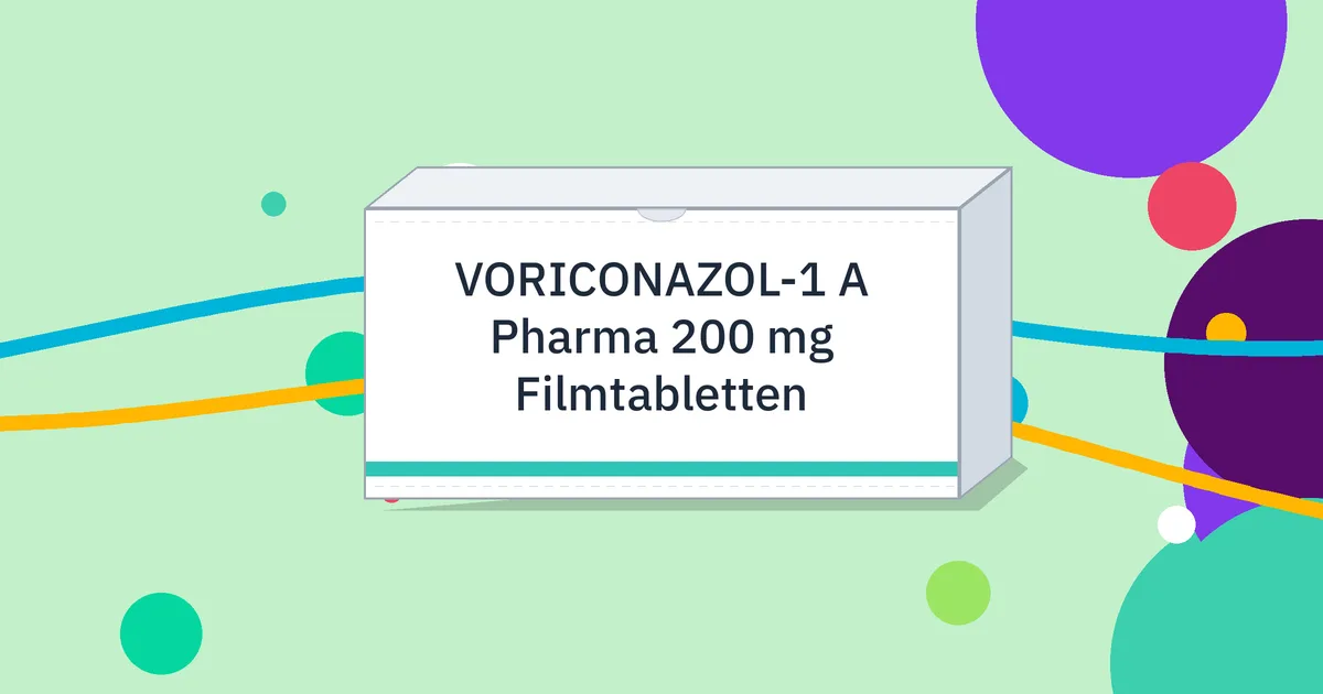 Symbolbild: Packung mit der Aufschrift VORICONAZOL-1 A Pharma 200 mg Filmtabletten (PZN 20193596) – Verfügbarkeit und Bezug in Apotheken in Frankfurt am Main