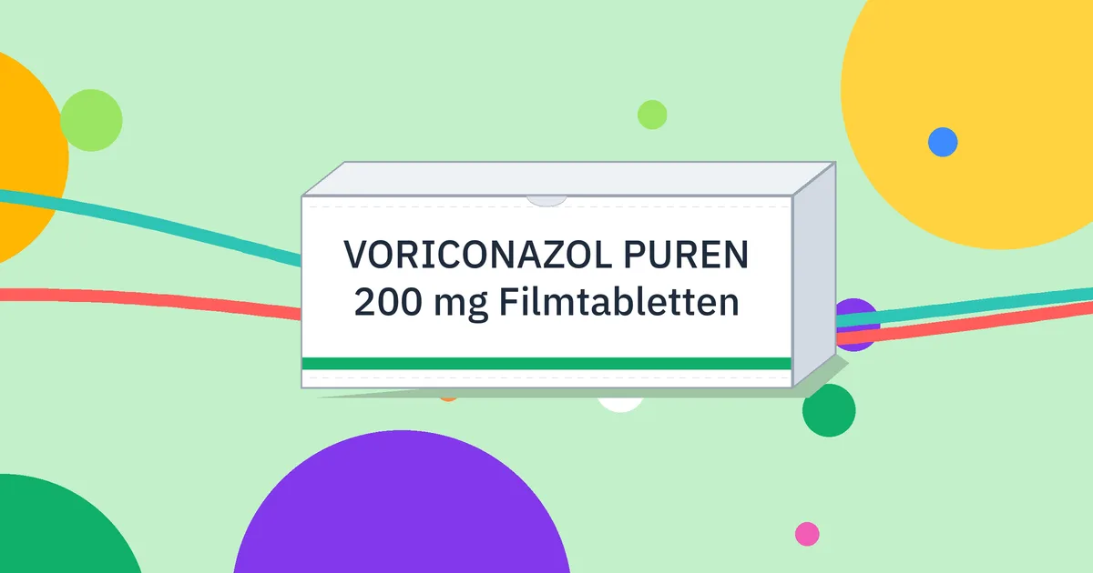 Symbolbild: Packung mit der Aufschrift VORICONAZOL PUREN 200 mg Filmtabletten (PZN 20164637) – Verfügbarkeit und Bezug in Apotheken in Frankfurt am Main