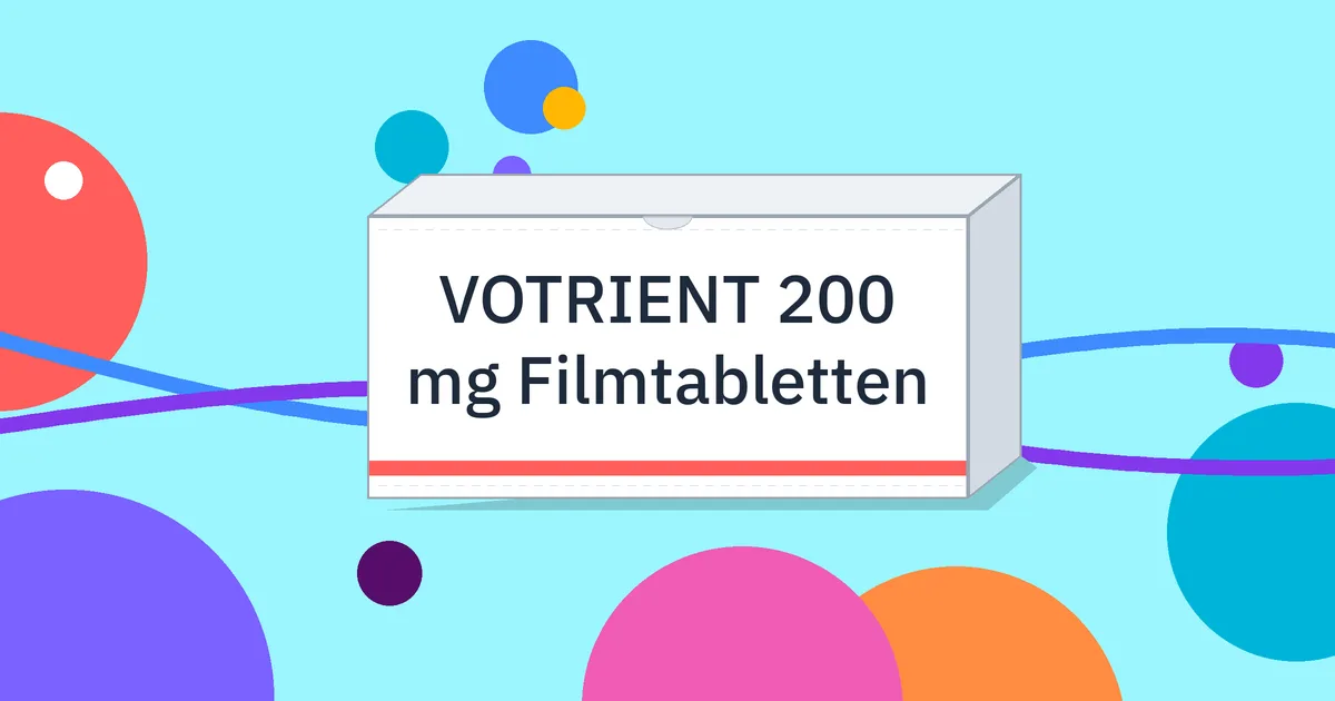 Symbolbild: Packung mit der Aufschrift VOTRIENT 200 mg Filmtabletten (PZN 11368074) – Verfügbarkeit und Bezug in Apotheken in Frankfurt am Main