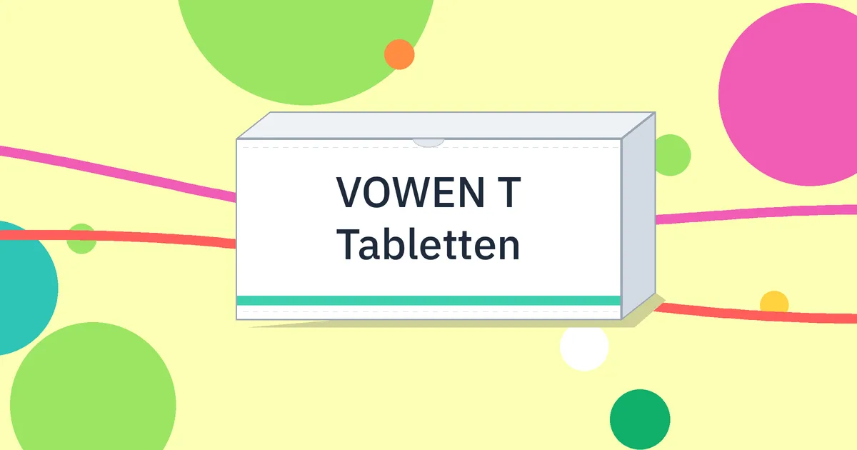 Symbolbild: Packung mit der Aufschrift VOWEN T Tabletten (PZN 04399855) – Verfügbarkeit und Bezug in Apotheken in Frankfurt am Main
